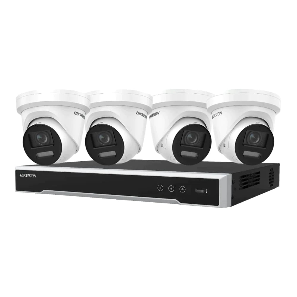 Hikvision ColorVu Camera Kit, 4 x 8MP Outdoor Gen 2 Full Color Hybrid ...
