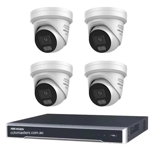 Hikvision Camera Kit, 4 x 6MP ColorVu Gen 3 Turret, 4Ch NVR HDD Option ...